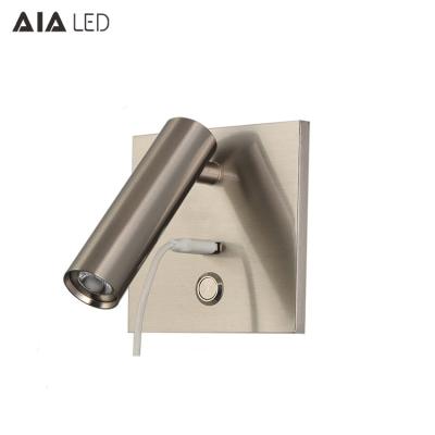 China 3years warranty recessed mounted USB led bedside wall light 3W & led headboard wall lights for hotel for sale