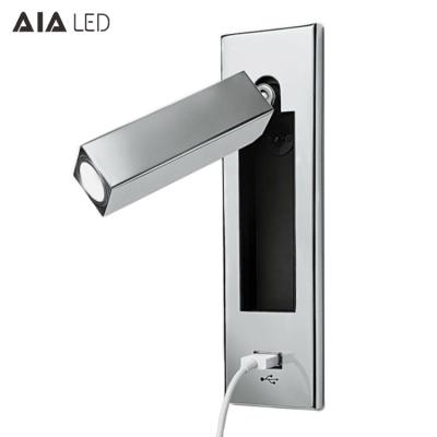 China Gold brushed recessed contemporary 3W LED wall light/led reading lamp headboard wall light for sale