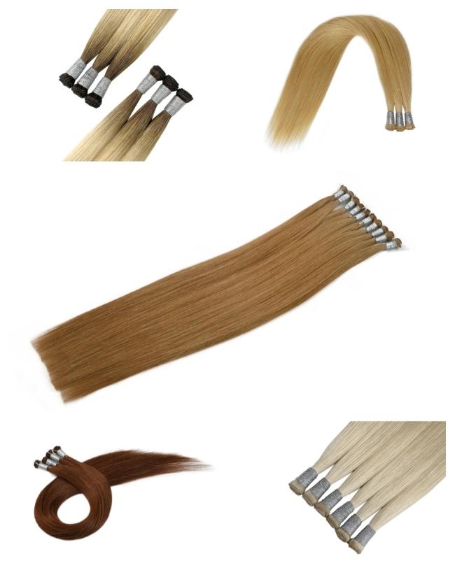Top Quality Double Drawn Remy Hand Tied Weft Hair Extension Handtied Hair