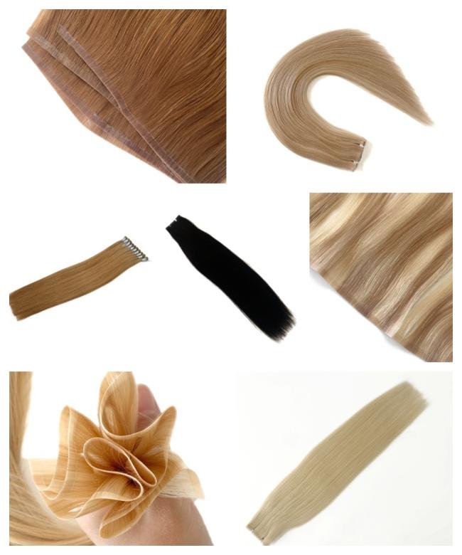 Popular Seamless PU Skin Weft 100% Human Hair Extension Custom Color for Women and Salon