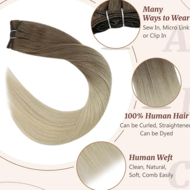 Remy Human European Weft Hair Extensions 13A Double Drawn Russian Hair Weft