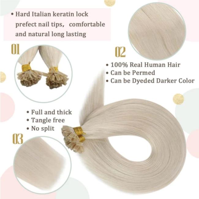 Pre Bonded Keratin Hair Extensions Supplier U/Nail Tip Hair Extension Remy Keratin Human Hair
