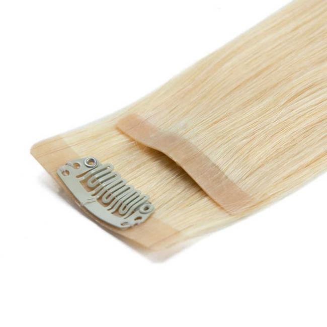 Wholesale Thick End Invisible PU Raw Blonde Seamless Clip in Hair Extensions