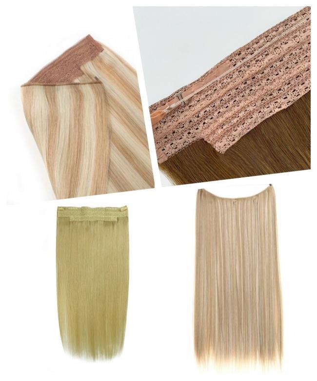 Silky Straight Fish Wire One Piece Haloin Invisible Headband Wire Remy Haloin Hair Extensions
