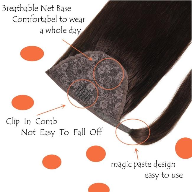 Factory Double Drawn Brazilian Wrap Around Ponytail Remy Human Hair Extension Straight Blonde Ponytails