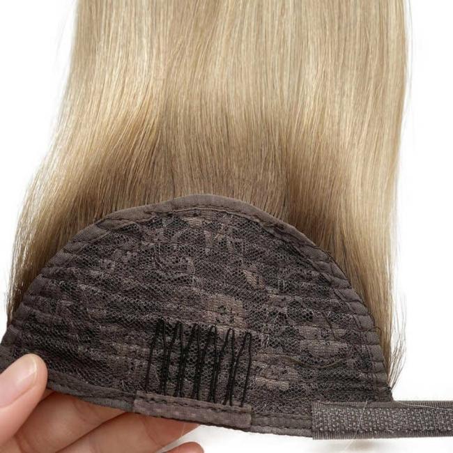 Factory Double Drawn Brazilian Wrap Around Ponytail Remy Human Hair Extension Straight Blonde Ponytails