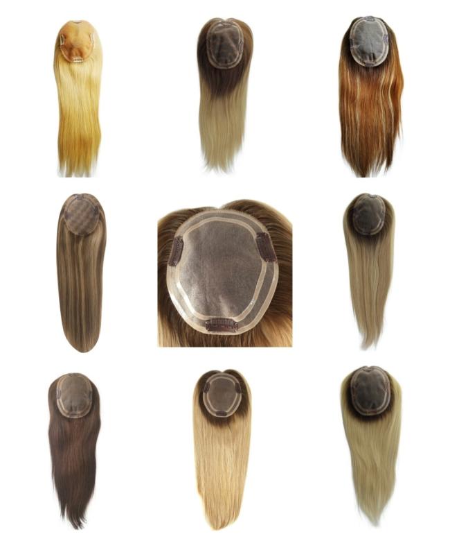 5.5X6inch Hand Tied Double Mono Top Remy European Human Hair Toupee Topper PU Around