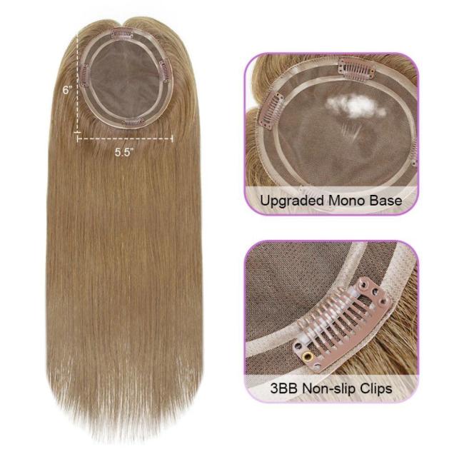 Monofilament Base Virgin Human Hair Toppers for Thinning Hair Women