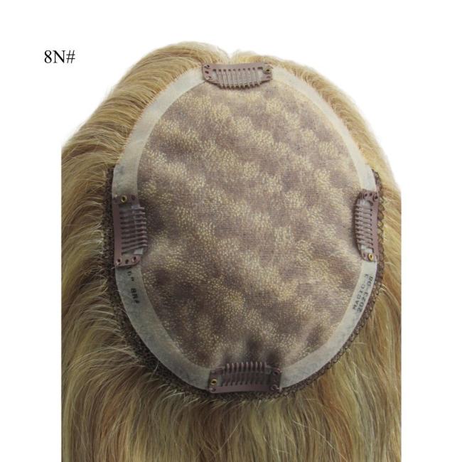 European Human Hair Topper Mono Hair Topper Hand Tied Monofilament Human Hair Piece