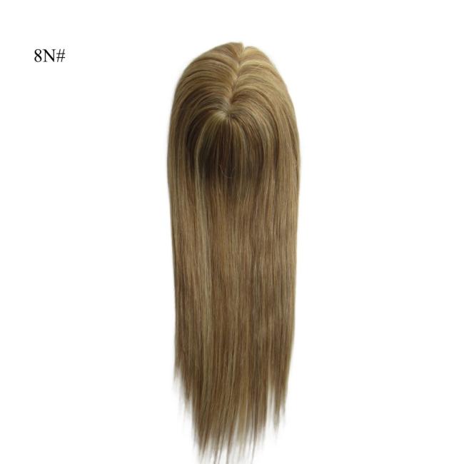 European Human Hair Topper Mono Hair Topper Hand Tied Monofilament Human Hair Piece