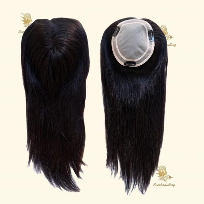 High Quality European Human Hair Toppers for Hair Loss Natural Color Mini Toppers Full Hand Tied Mono Mesh Hair Pieces