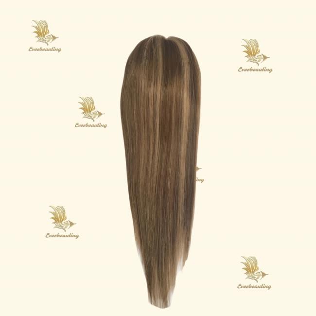 Hair Topper Toupee for Woman Remy Hair Piece with Clips Highlight Color