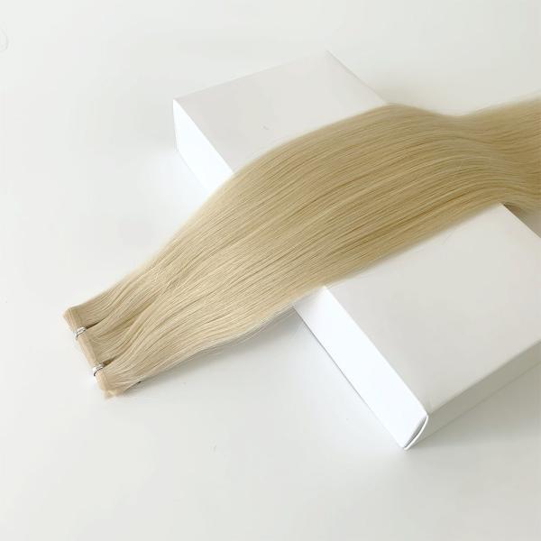 Quality 12A Straight Flat Weft Remy Hair Extensions Seamless Cuticle Aligned PU Skin for sale