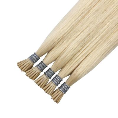 China US 100% Russian I Tip Human Hair Extensions Double Drawn with Italian Beads Tip Glue for sale