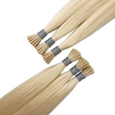 China US 100% Russian I Tip Human Hair Extensions Double Drawn with Italian Beads Tip Glue for sale