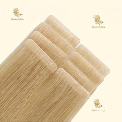 Cina 2024 Tendenza 100% Capelli umani russi doppia cuticule disegnata capelli allineati PU invisibile nastro in trama in vendita