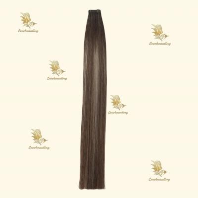 China Trends Invisible Tape Hair Russian Virgin Hair Double Drawn Balayage Color Human Hair for sale
