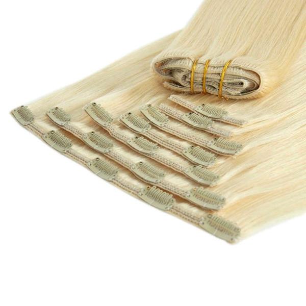 Quality 100% Human Hair Clip Ins Blonde Color 30 Day Return refunds Clip-in Hair for sale