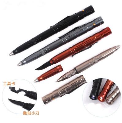 China Anodic Oxidation Surface Treatment High Quality Self Defensive Tactical Pen with LED light and knife for sale