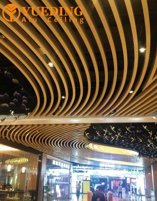 China Linear Wood Grain Aluminum Square Tubes Metal Baffle Ceiling System for sale