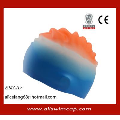 China Hot sell Water proof design your own customized logo funny silicone swimming caps for sale