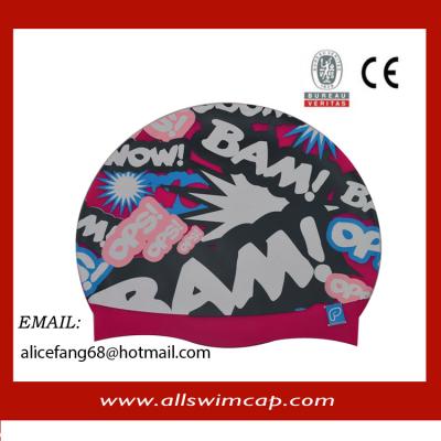 China 2014 China Supplier make customized logo silicone swimming caps for sale