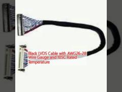 Cable LVDS noir avec jauge de fil AWG26-28 et température nominale de 105 °C