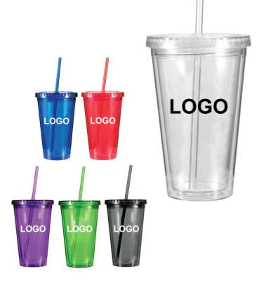 China Double wall tumbler with straw for sale
