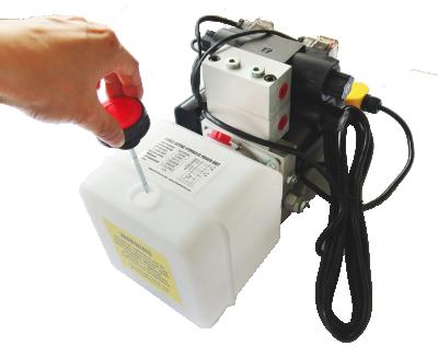 China DC 12V 2.2kw Double Acting Hydraulic Power Unit for Crane Aerial Worker Hydraulic Lifter with 4 Buttons Remote Control 6m Line for sale