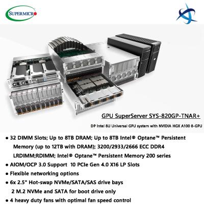 China Servidor Supermicro 8U GPU original con 8x GPUs A100 y 32 ranuras DIMM para IA HPC en venta