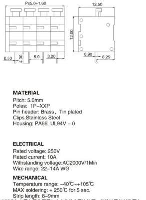 China WT211V-5.0 pcb spring terminal block ，spacing 5.0 ，factory direct sales for sale