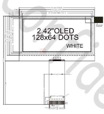 China 2.42“ OLED-Vertoningsmodule oel1m4213-w-e Parallel 4-SPI IIC Te koop