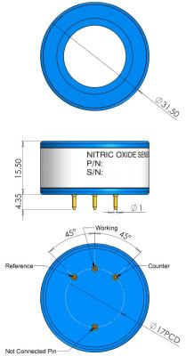 China Nitric Oxide Detection Sensor Amphenol SGX-7NO-100 Featuring Less Than 30 Seconds T90 Response Time for sale