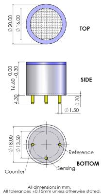 China Electrochemical sensor Amphenol EC4-2000-NO designed for sensitive nitric oxide gas detection needs for sale
