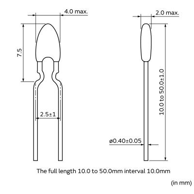 China NXRT15XV302FA1B040 NTC thermistor with 0.17 milliamp maximum operating current and taped supply format for sale