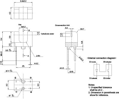 China Small type photointerrupter ROHM RPI-352C40N featuring 3 millimeter gap and positioning pin for precise mounting for sale