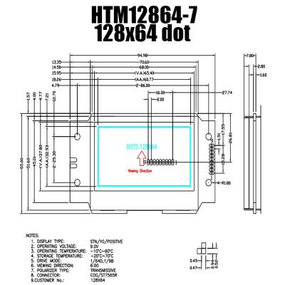 China módulo gráfico ST7565R de 128X64 SPI LCD con el contraluz lateral blanco HTM12864-7 en venta