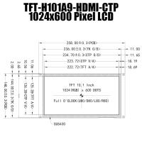 China 10.1 Inch Sunlight Readable TFT LCD Module | 1024x600 Rsolution Capacitive Touch for sale