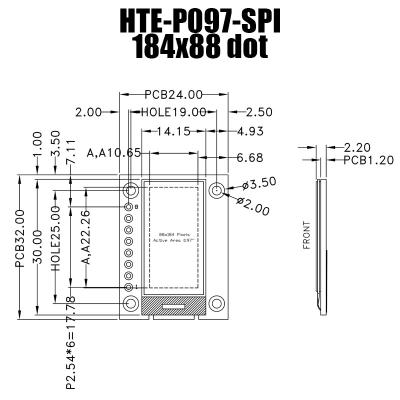 China 0,97“ 88x184-RADERTJEssd1680 E Document Vertoningsmodule met het Kader van PCB van de Materiaalcontrole Te koop