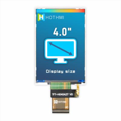 China 4.0 polegadas TFT LCD DISPLAY SPI 320x480px/temperatura de largura/IPS ângulo de visão completo/luz solar legível/ST7365 touch screen opcional à venda