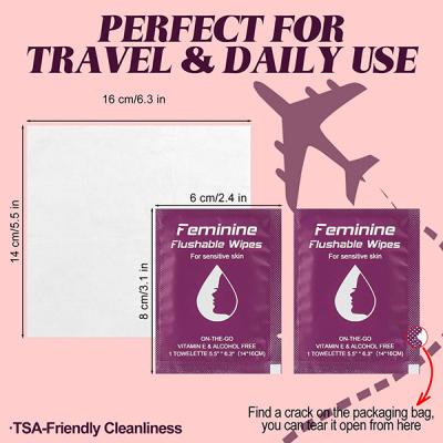 China Custom Flushable Individually Wrapped Cleansing Travel Friendly PH balanced Unscented with Sunflower for sale
