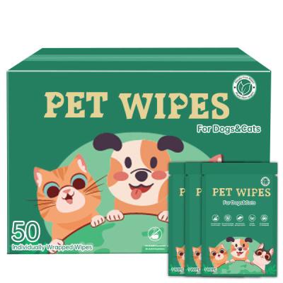 China Custom Single Pet Wipes | Individually Wrapped Portable Pet Cleaning Wipes for sale