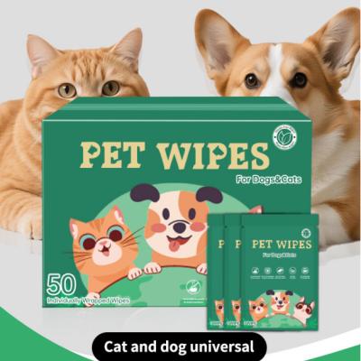 China Custom 20x20 cm portable pet wipes, individually wrapped, 50 sheets per box, for cleaning paws, body, ears, and rear end for sale