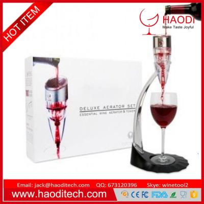 China Adjustable Wine Aerator Set Gift Boxed with 0-6 Speed Decanter Stand Tower With Gift Box for sale