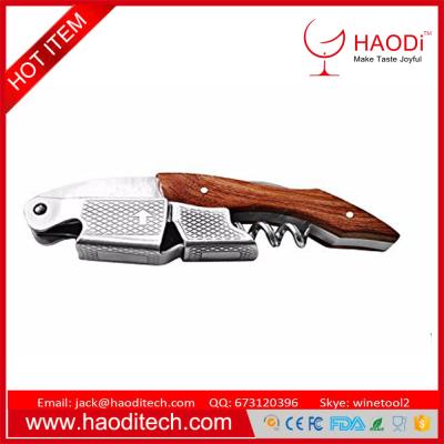China Premium Quality Mahogany Wood Handle Stainless Double Hing Wine Bottle Opener for sale
