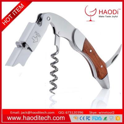China Premium Waiters 3 in 1 Corkscrew with Rosewood Handle Double Hinged Corkscrews for sale