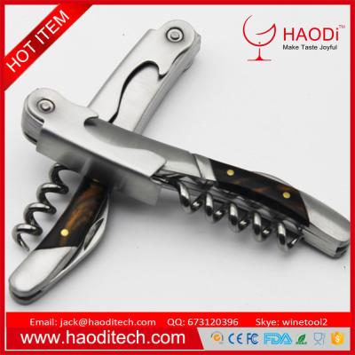 China Sommelier waiters 3 in 1 Corkscrew with Resin Handle Double Hinged Foil Cutter for sale
