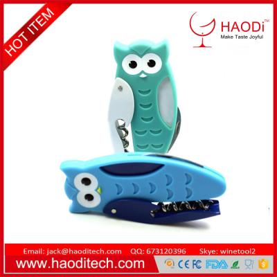 China Waiter's Owl Novelty Bottle Opener/Corkscrew Stainless Steel All-in-one Openers for sale