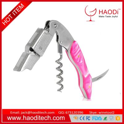 China Jade Resin Handle All-in-one Corkscrew Bottle Opener and Foil Cutter Red Color for sale