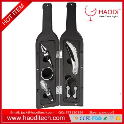 China Wine Bottle Corkscrew Opener Kit Drip Ring Foil Cutter and Wine Pourer Stopper for sale